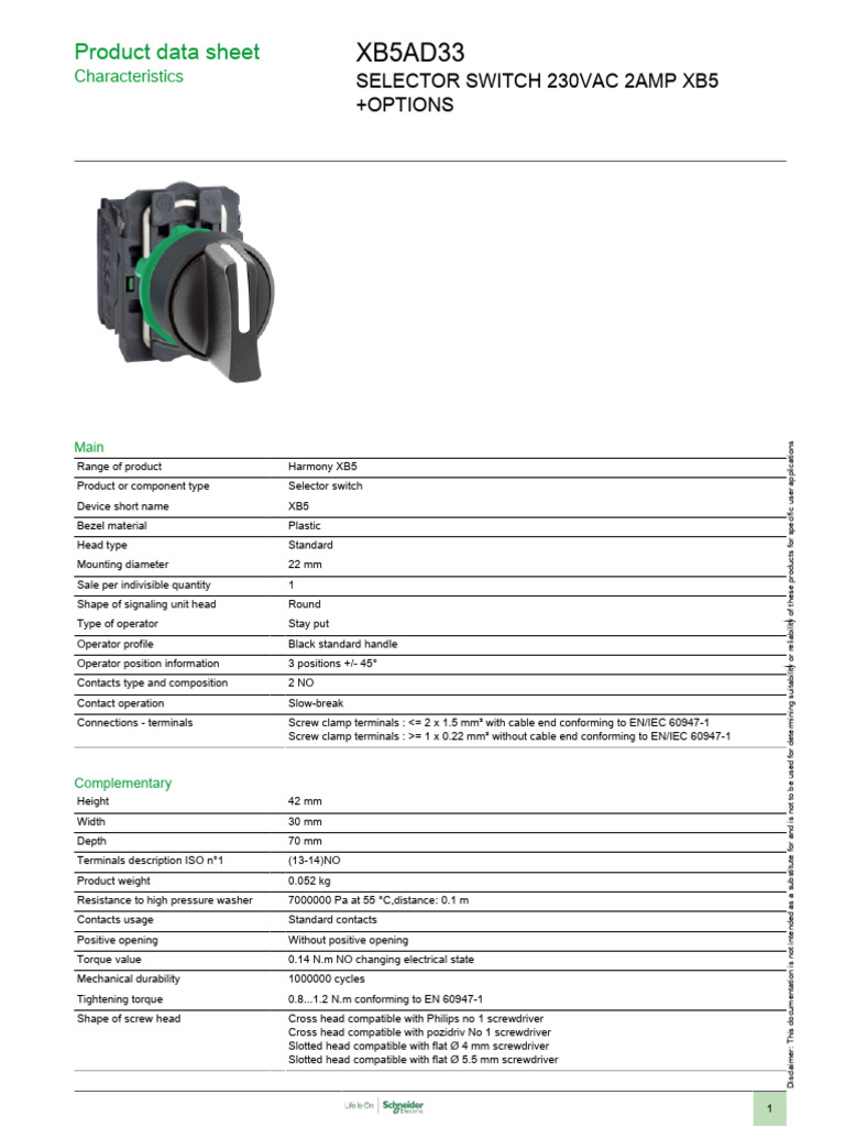 SQD-XB5AD33 | PDF | Screw | Electrical Engineering