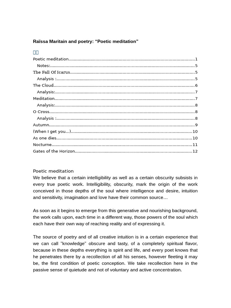 Raïssa Maritain and Poetry | PDF | Christian Mysticism | God