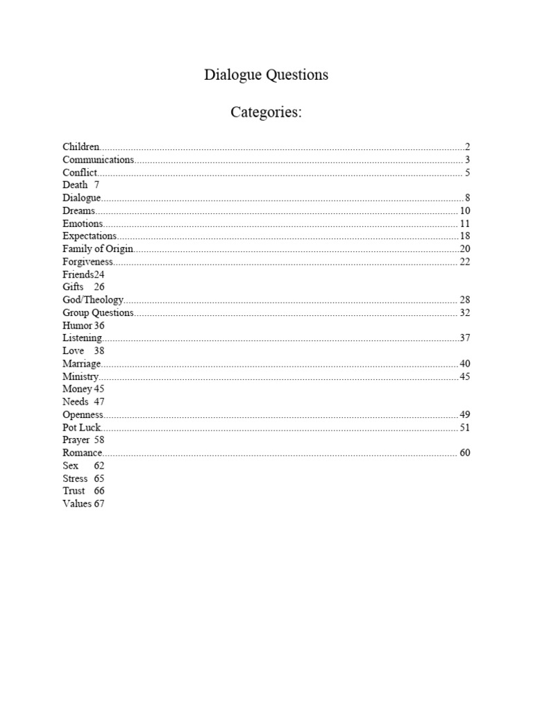 Dialogue Questions for Relationships | PDF | Forgiveness | Feeling