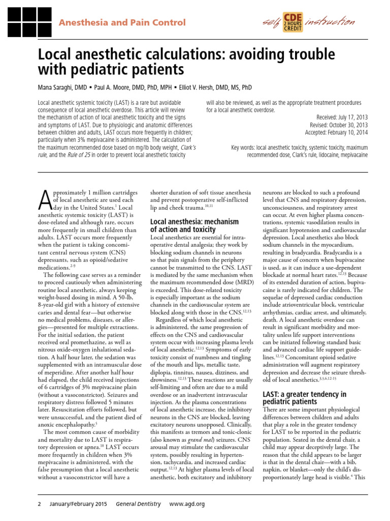 Local Anesthetic Calculations | PDF | Anesthesia | Clinical Medicine