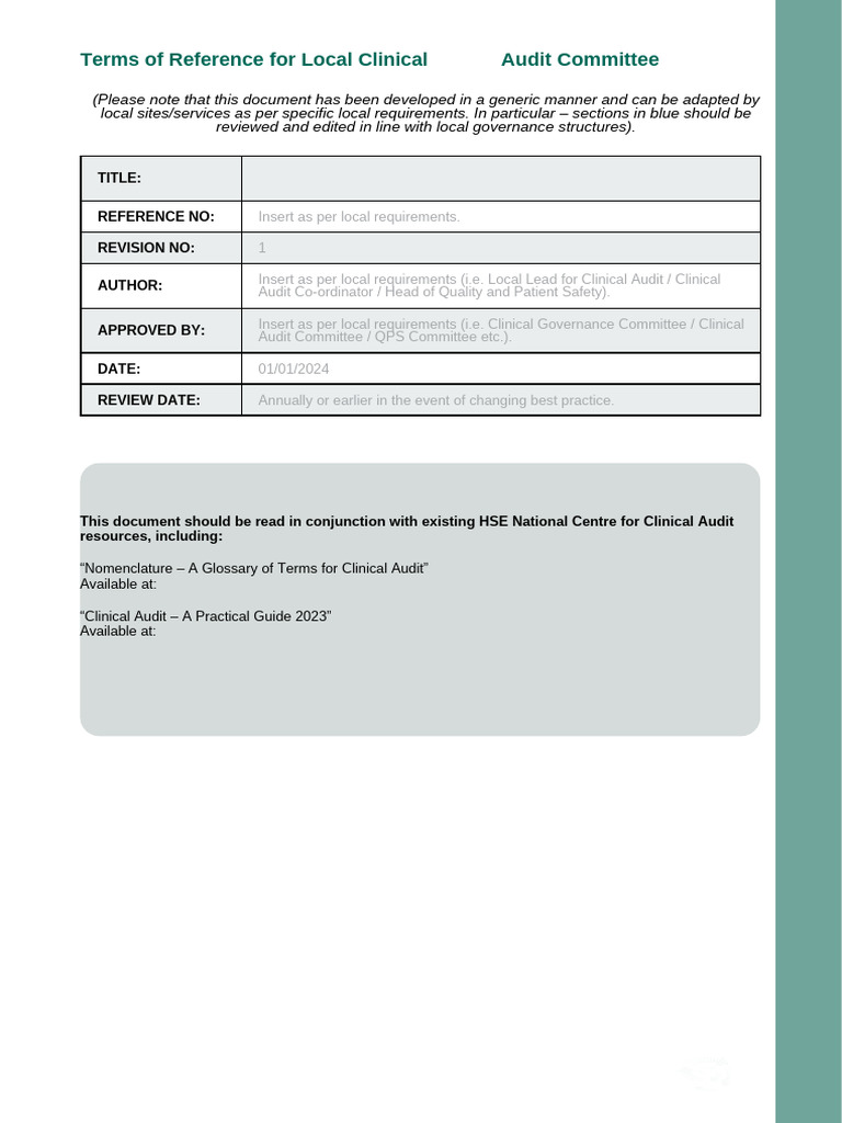Local Clinical Audit Committee Guidelines | PDF | Audit Committee | Audit