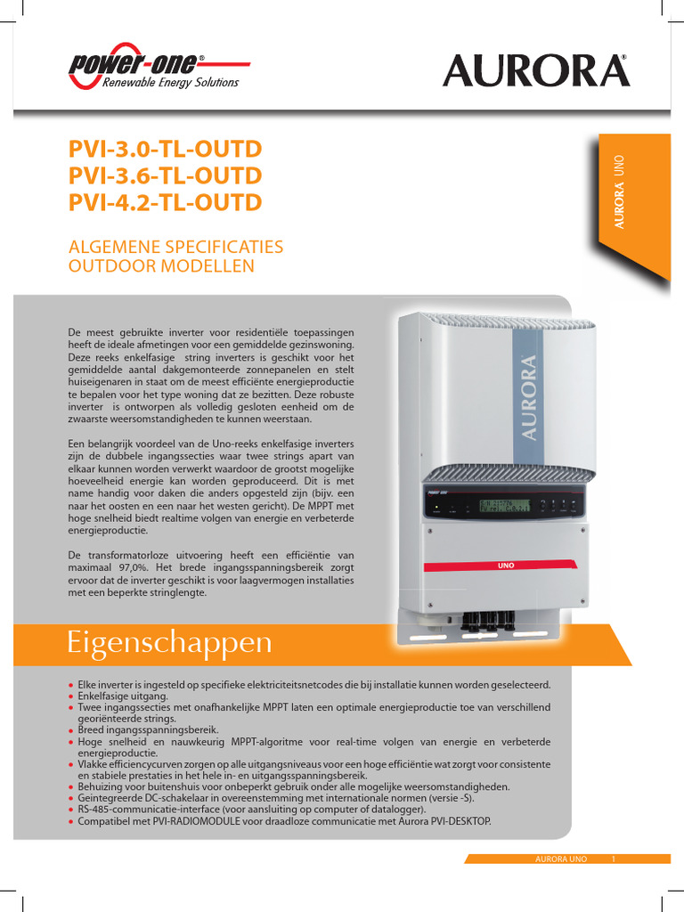 ABB Power One Aurora PVI-3.0-3.6-4.2OUTD | PDF