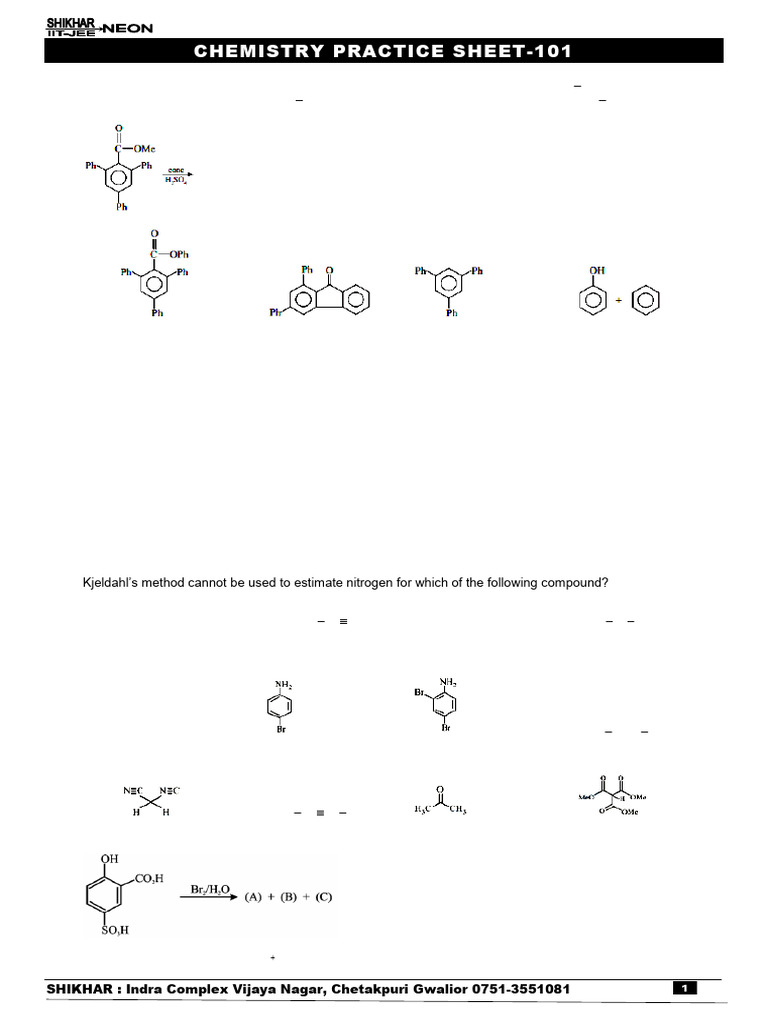 Chemistry Practice Sheet 101 | PDF | Molecules | Organic Chemistry