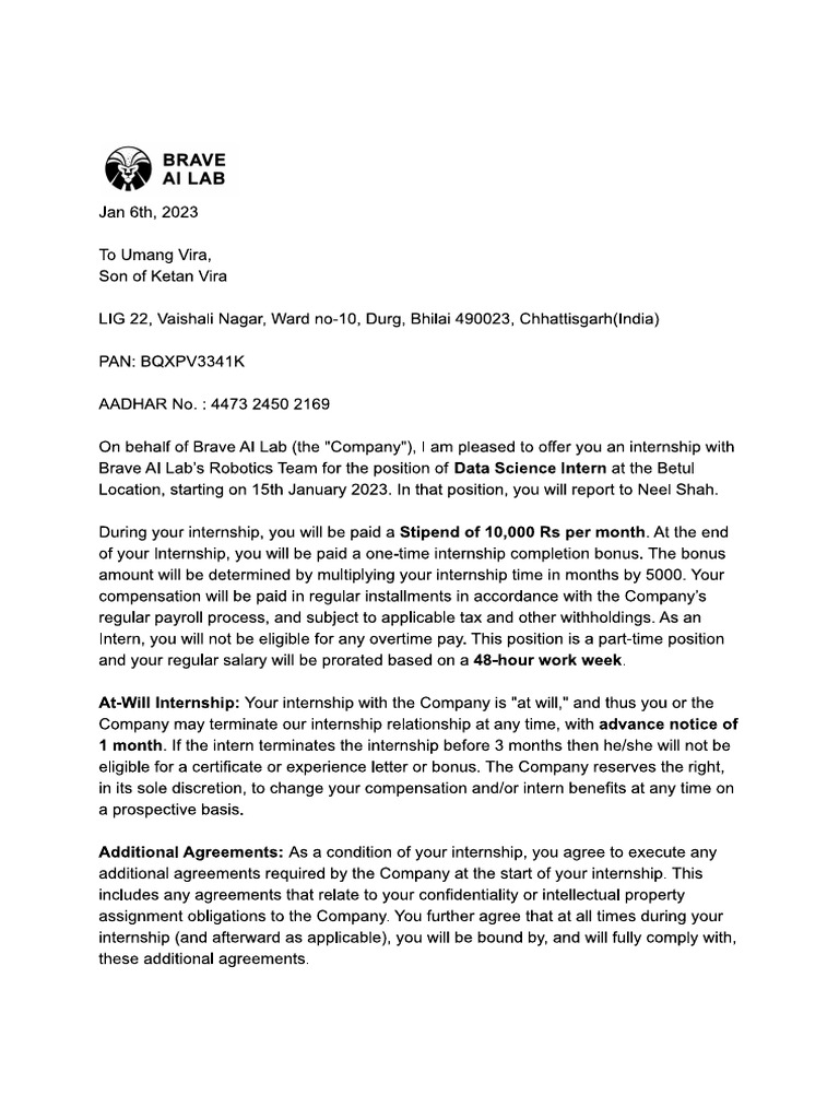 Offer Letter | PDF