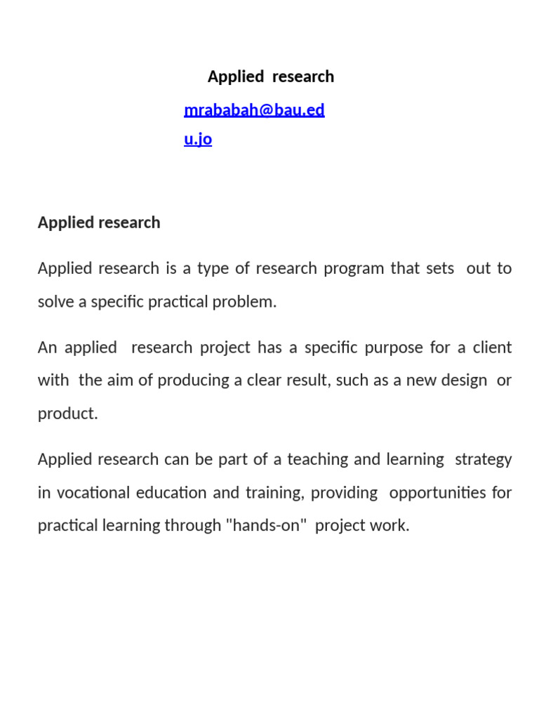What Is Applied Research Last Copy 27.2.2023 | PDF | Methodology ...