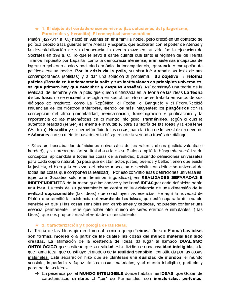 Filosofía Tema Uno | PDF | Platón | Conocimiento