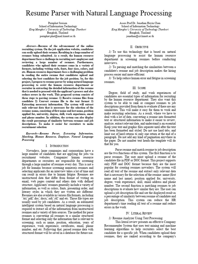 Resume Parser With Natural Language Processing | PDF | Résumé | Parsing
