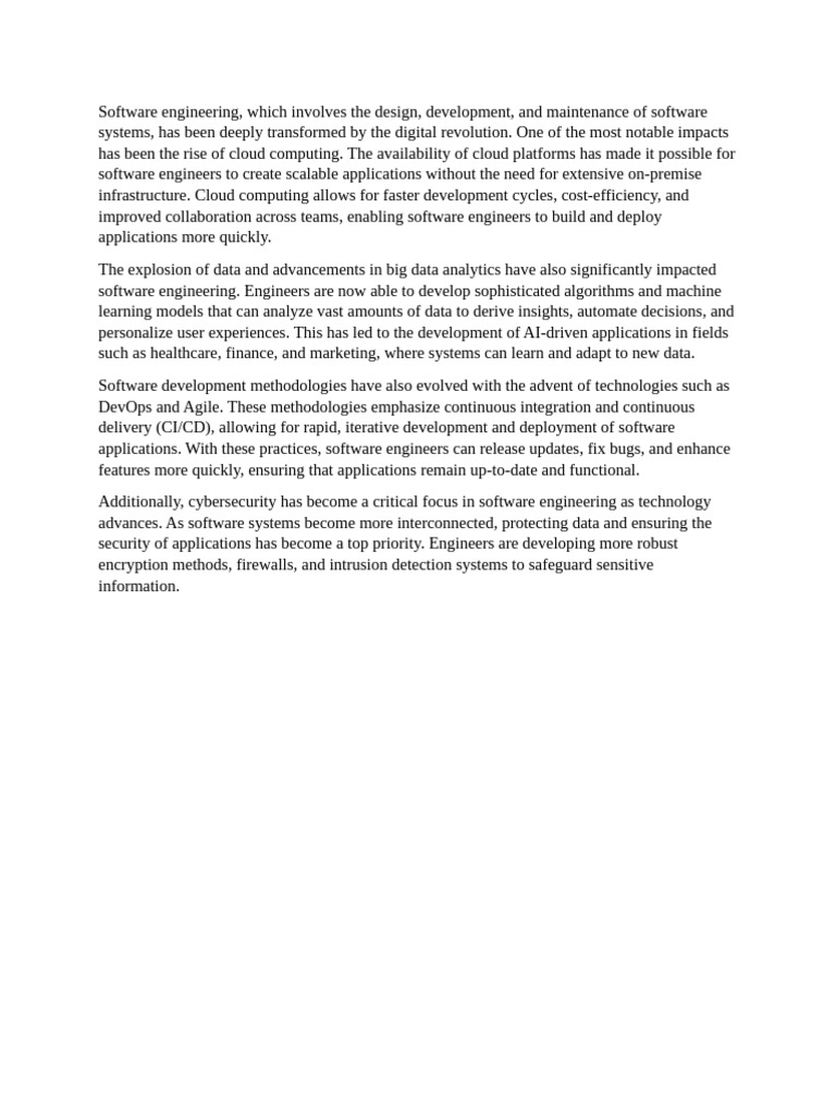 Impact of Cloud & AI on Software Engineering | PDF