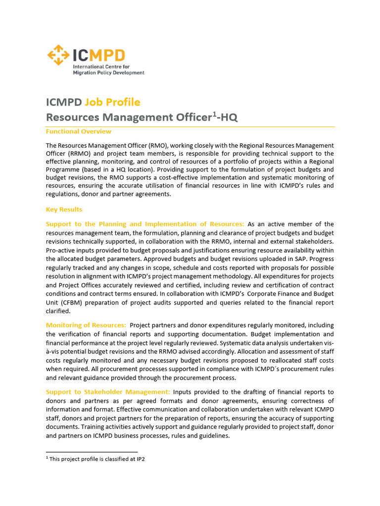 VA23P0102V01 Job Profile Resources Management Officer IP2 Silk Routes ...