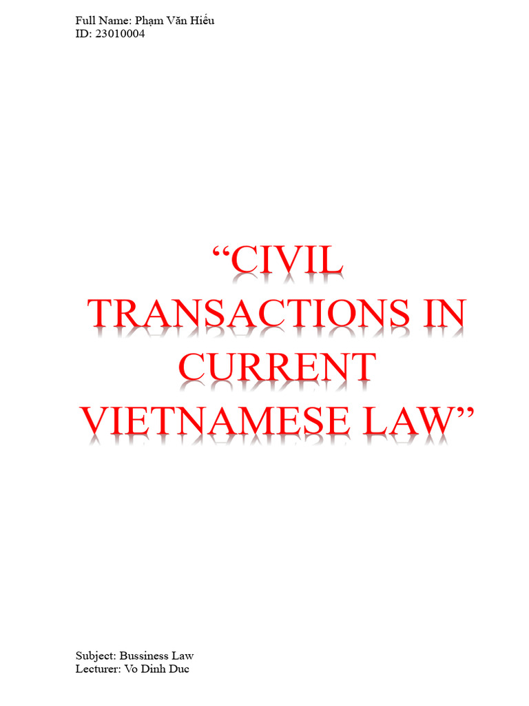 Civil Transactions in Current Vietnamese Law | PDF | Fraud | Damages