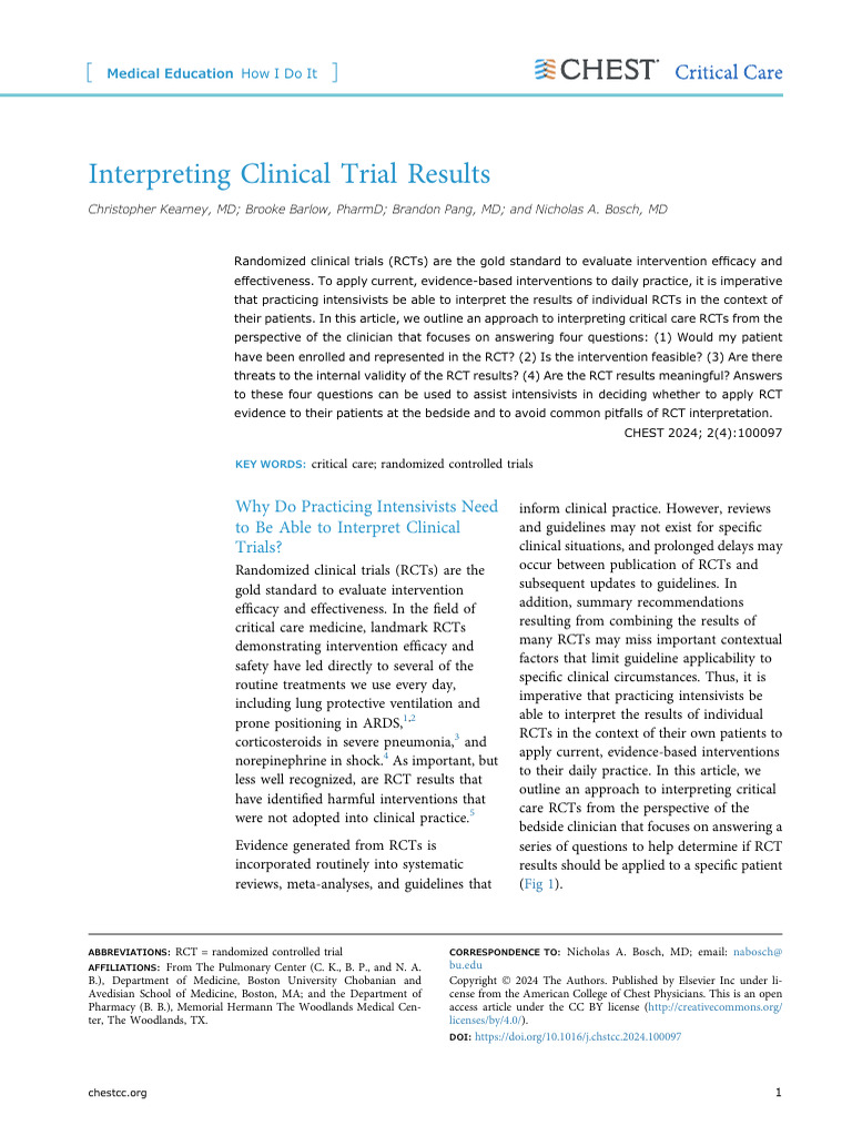 Interpreting Clinical Trial Results | PDF | Randomized Controlled Trial ...