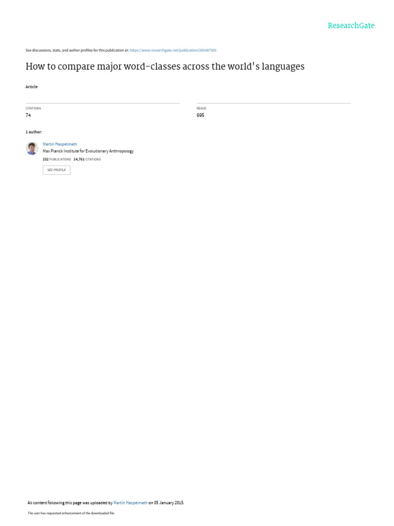 How To Compare Major Word-Classes Across The World - Pos | PDF | Part ...