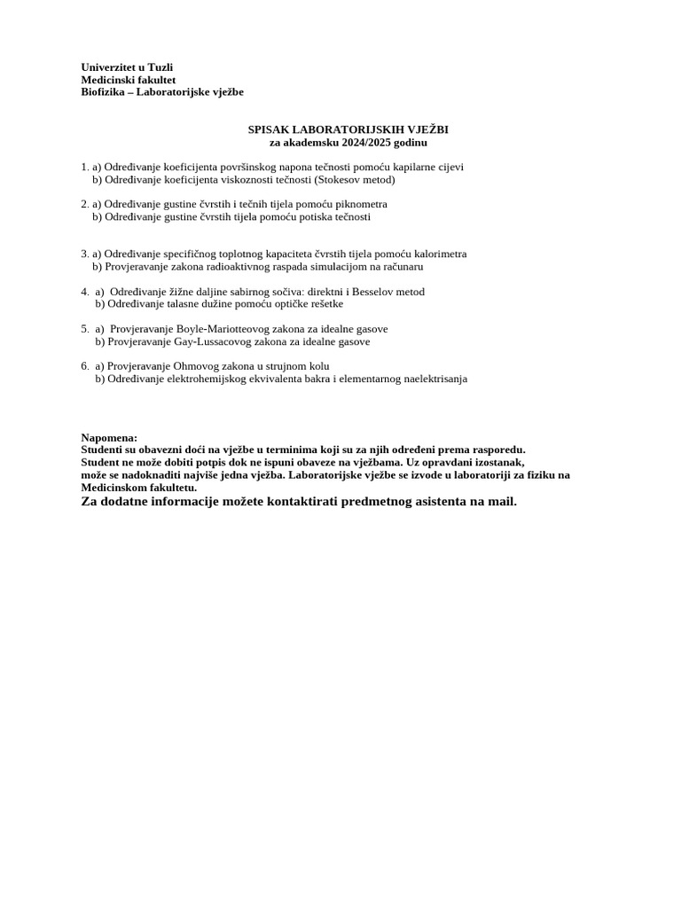 Biofizika-vjezbe | PDF