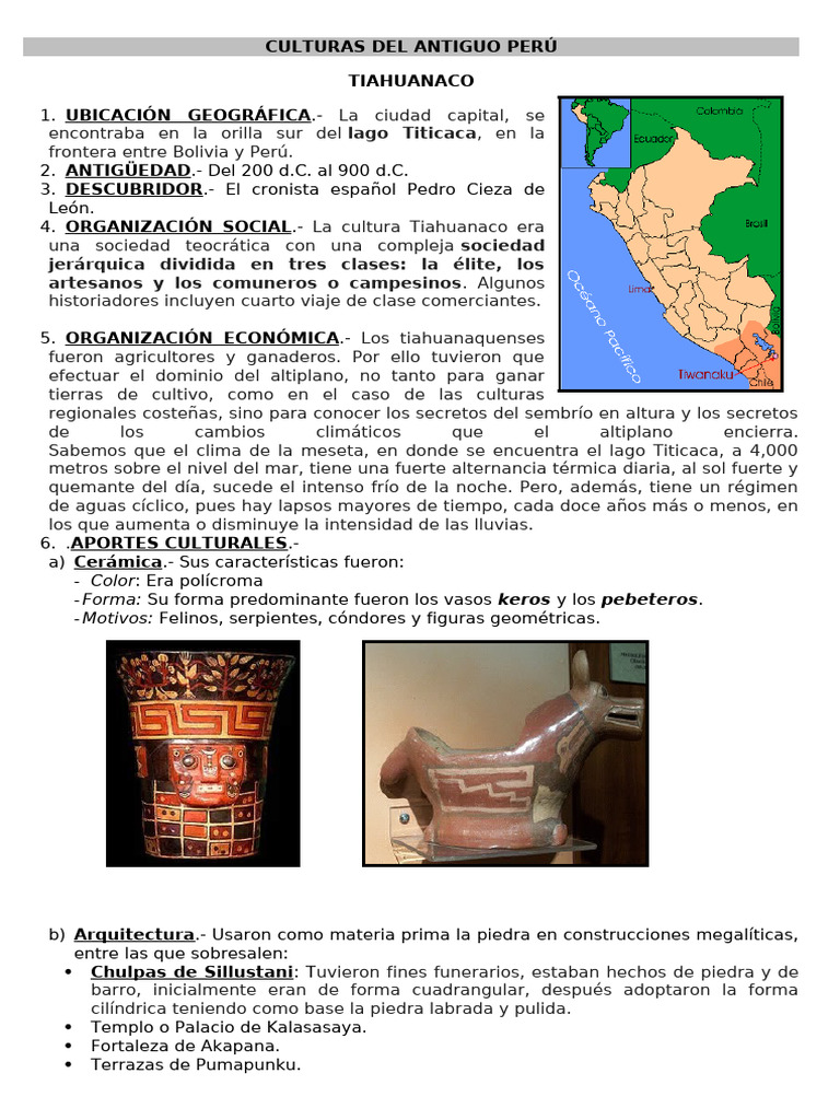 Cultura Tiahuanaco: Historia y Legado | PDF