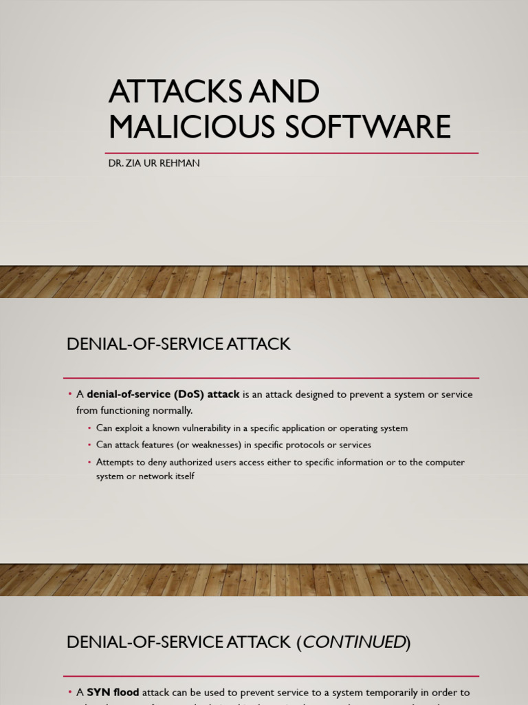 Attacks and Malicious Software | PDF | Denial Of Service Attack ...