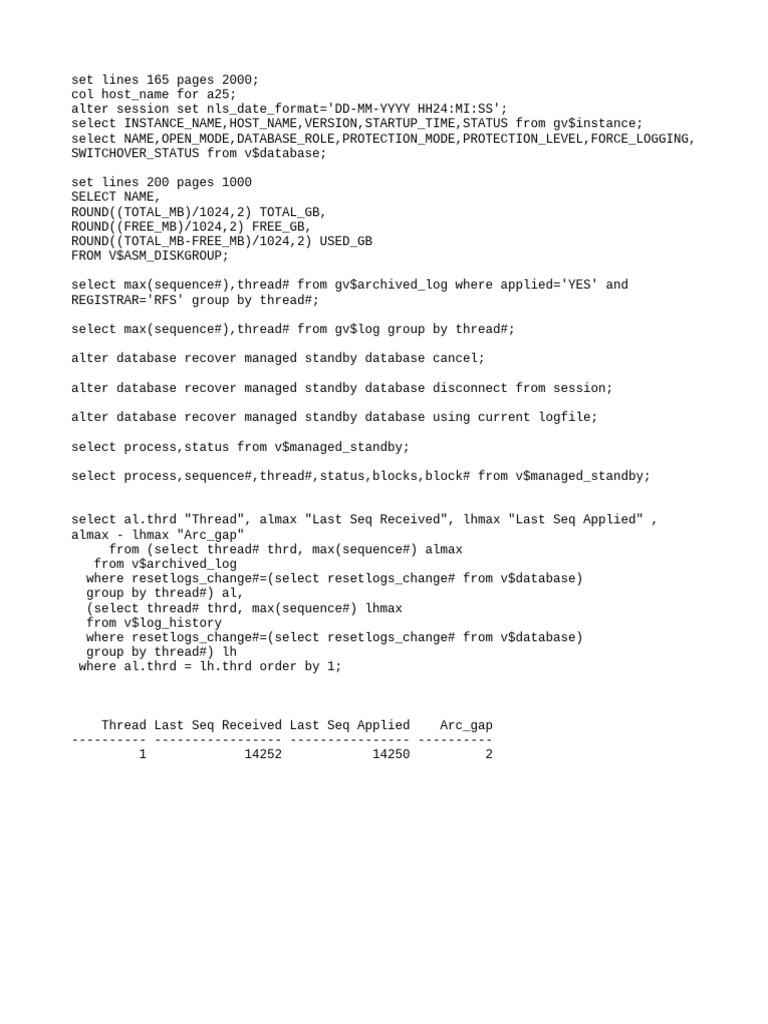 Oracle Database Status Queries | PDF
