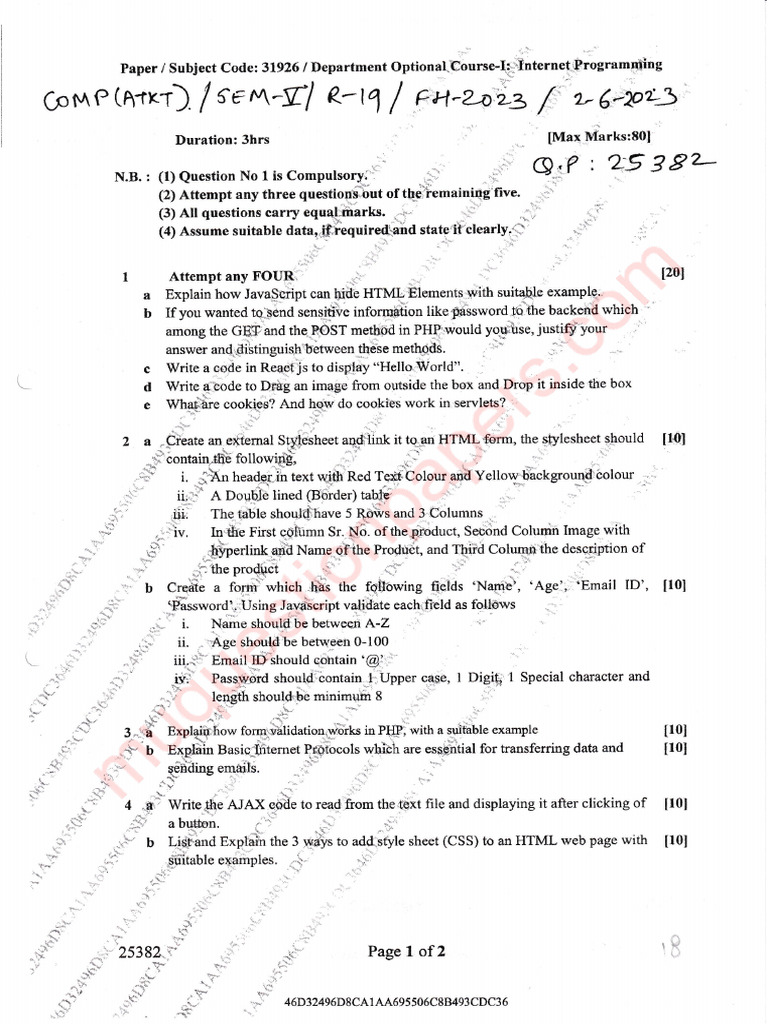 IP QPapers 2022-2023 (Comps) | PDF