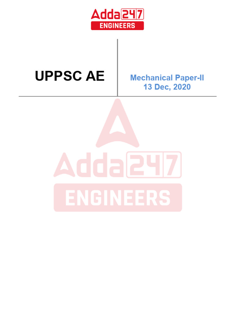UPPSC AE Mechanical 2020 Paper II | PDF | Pressure | Gases