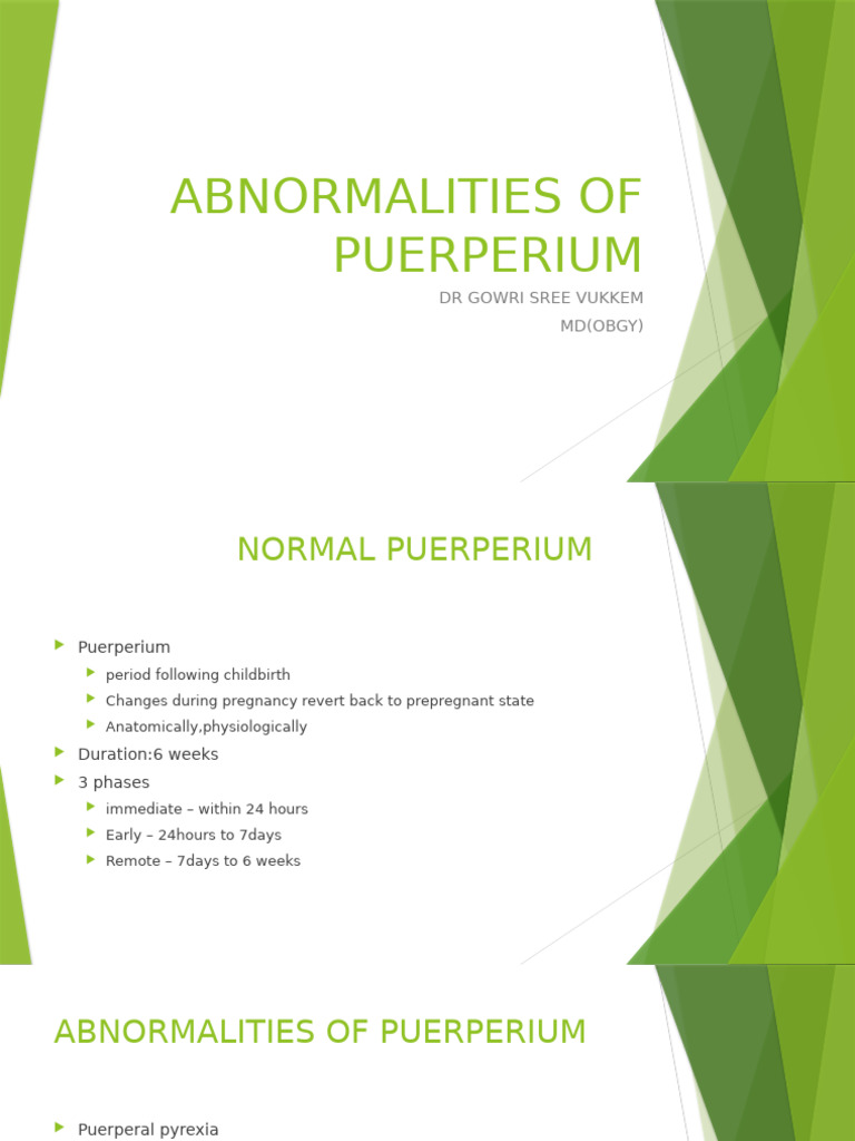Puerperium Abnormalities Overview | PDF | Childbirth | Postpartum Period