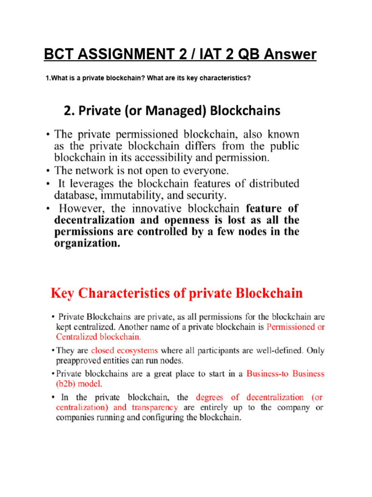 BCT Assignment 2 - IAT 2 QB Answer | PDF | Computing | Distributed Computing