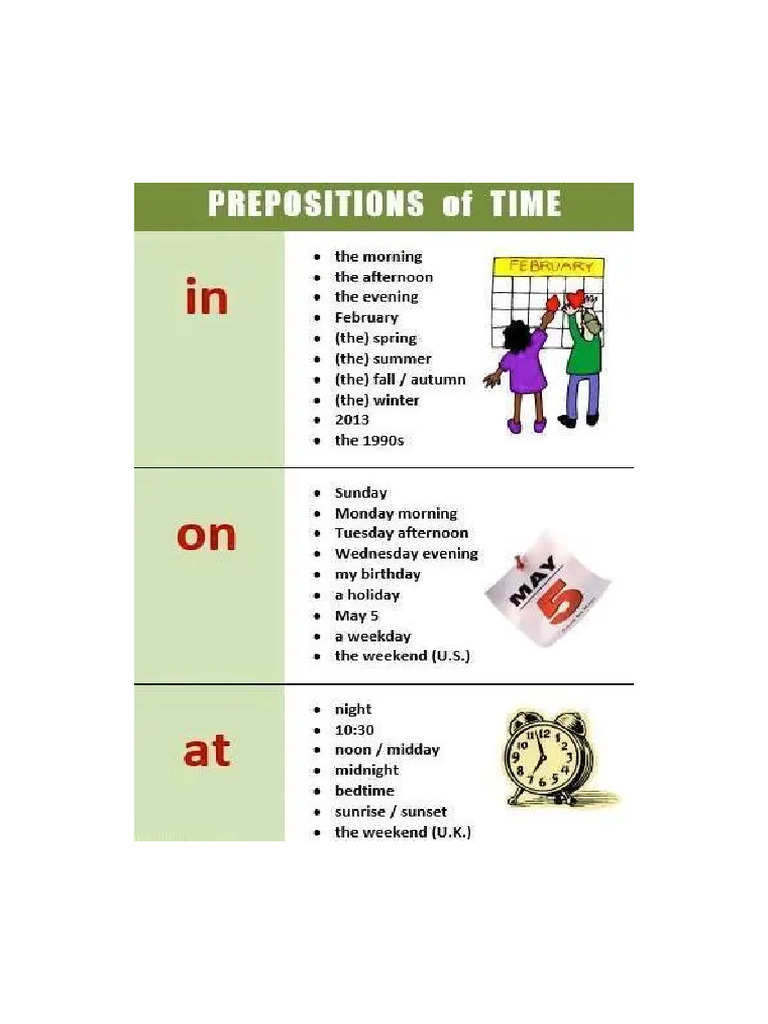 Prepositions of Time | PDF