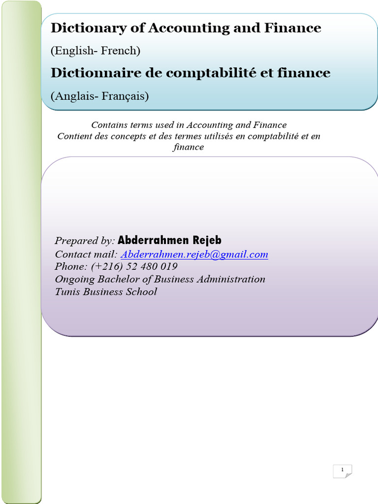 DICTIONNAIRE COMPTABILITÉ & FINANCE | PDF | Stocks | Capital Budgeting