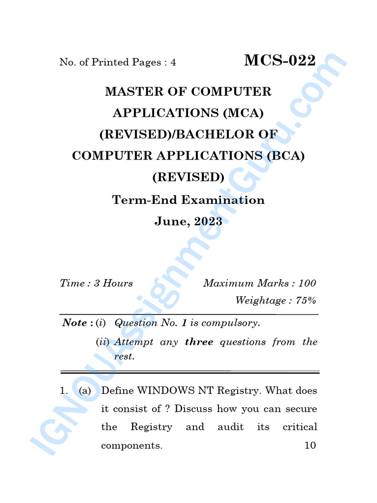 June - 2023 MCS-022 | PDF | Windows 2000 | Virtual Private Network