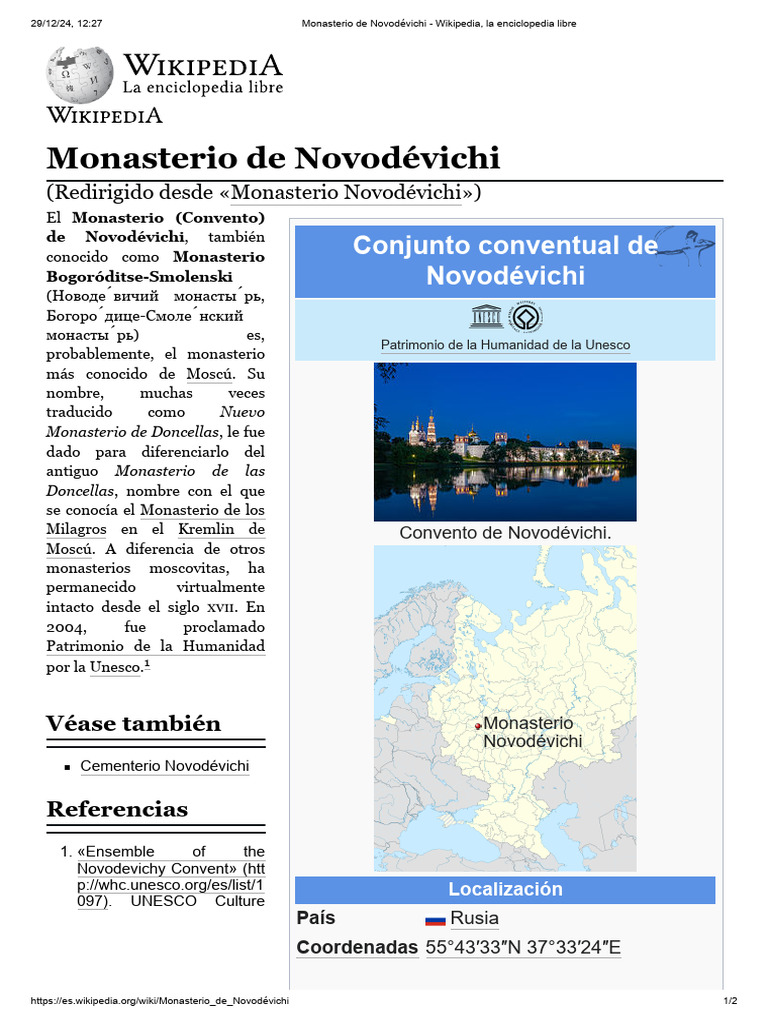 Monasterio de Novodévichi - Wikipedia, La Enciclopedia Libre | PDF ...