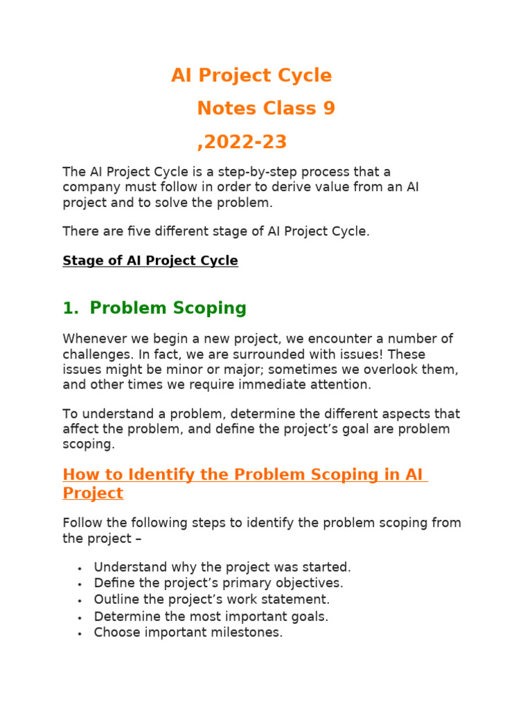 Understanding The Ai Project Cycle Pdf Artificial Intelligence