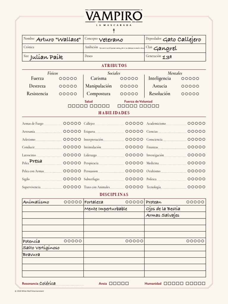 1.hoja de Personaje Básica - ORIOL | PDF