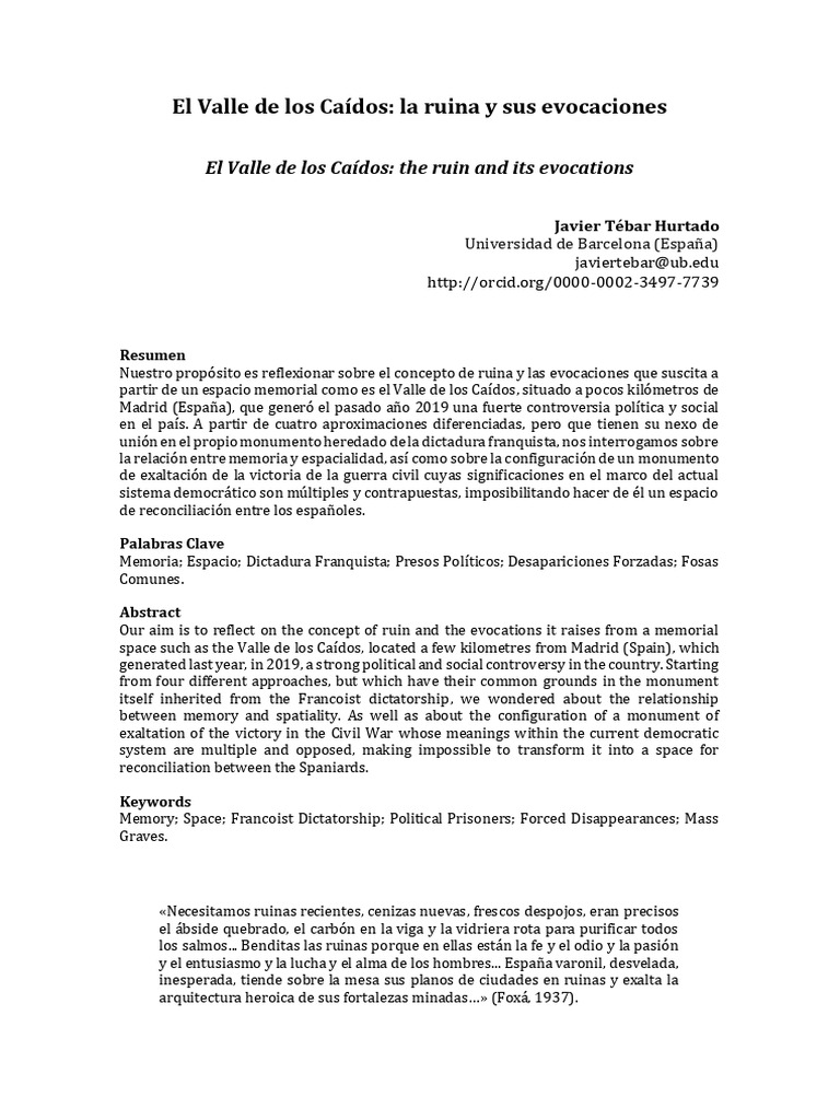 Javier Tébar Hurtado-El Valle de los Caídos la ruina y sus evocaciones | PDF | Francisco franco ...