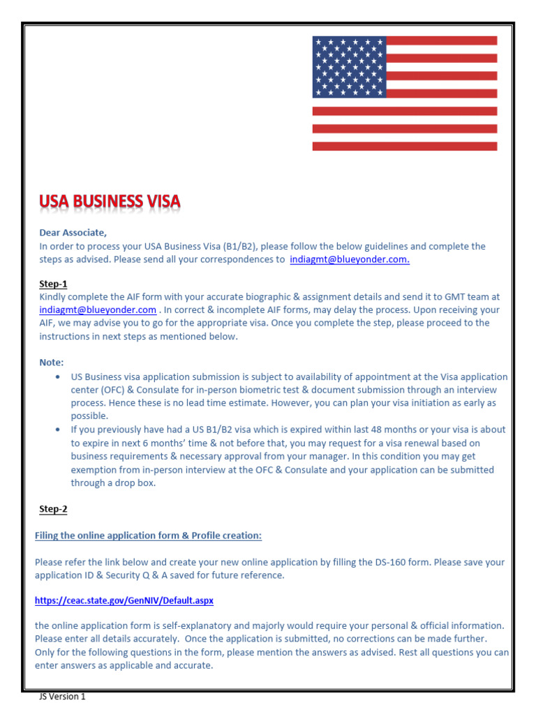 US Business Visa Application Guide | PDF | Travel Visa | Government And ...
