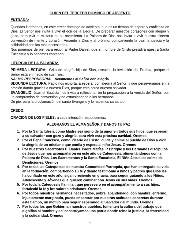 Guion de Misa Del Domingo-1 | PDF | eucaristía