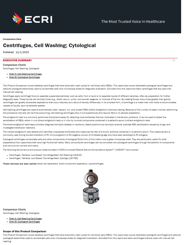 Centrifuges, Cell Washing Cytological - 071224090152 | PDF | Centrifuge