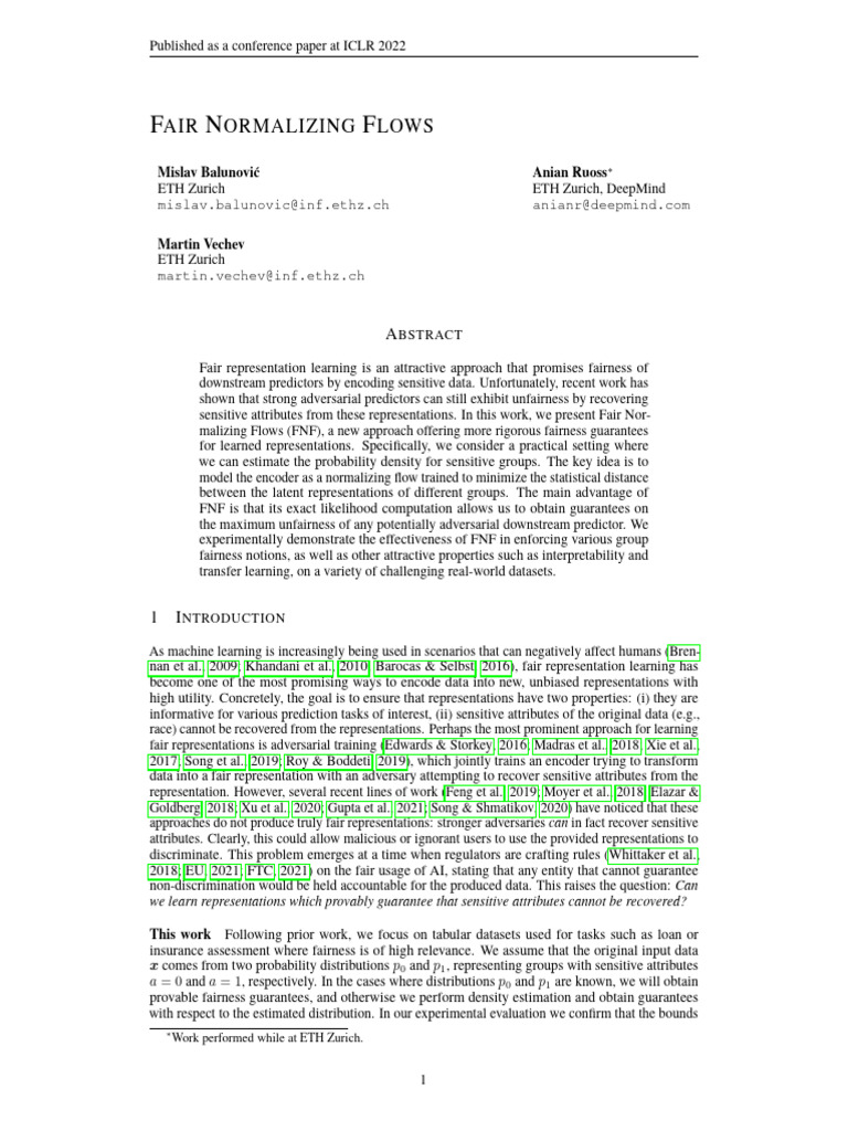 3788 Fair Normalizing Flows | PDF | Applied Mathematics | Machine Learning