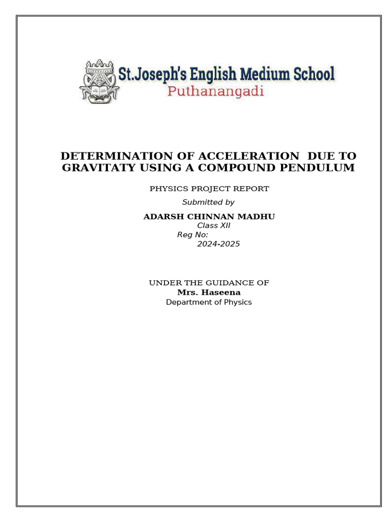 Phy Project | PDF | Pendulum | Oscillation