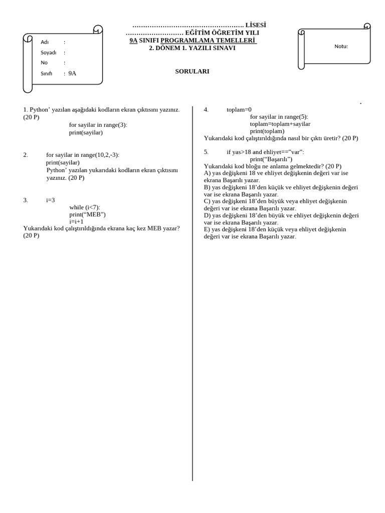 Programlama 2d1y | PDF