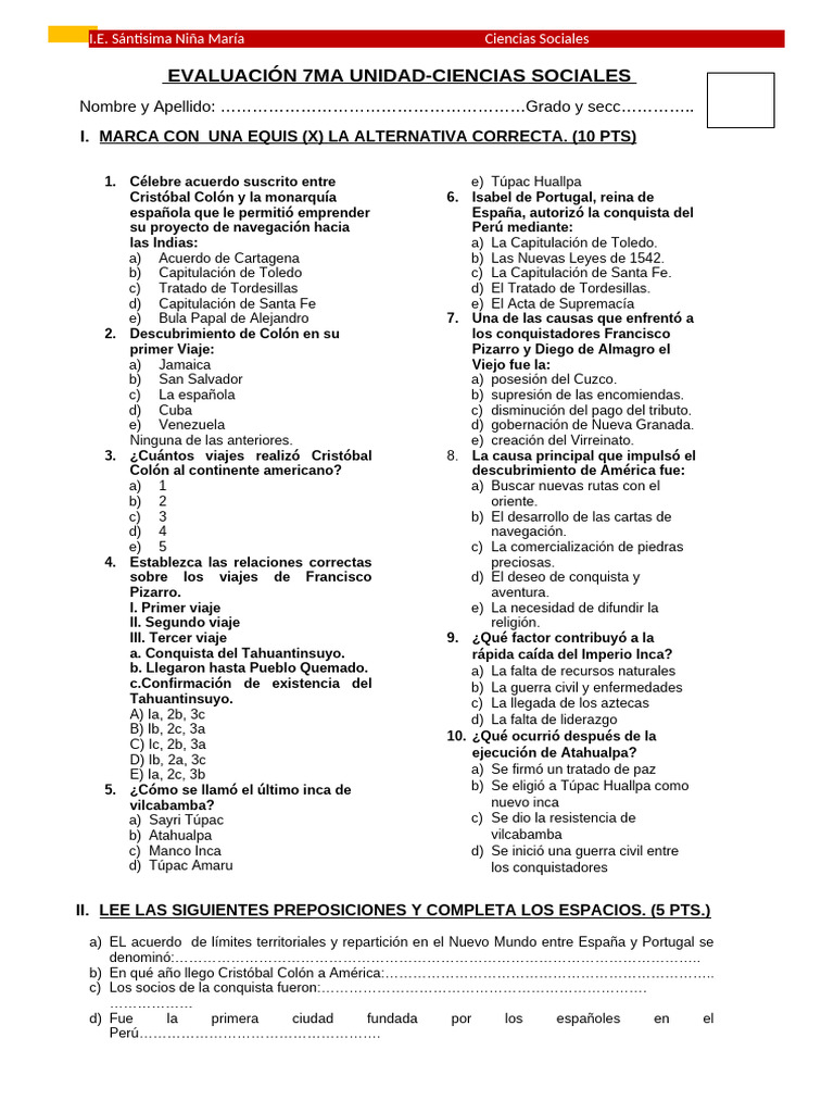 Practica Calificada 1ero 7ma Unidad SNM | PDF