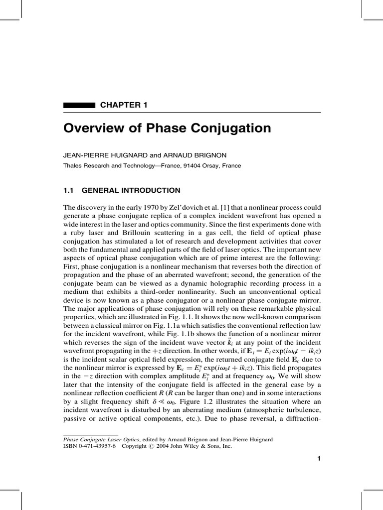 overview of phase conjugation (1) | PDF | Nonlinear Optics | Holography