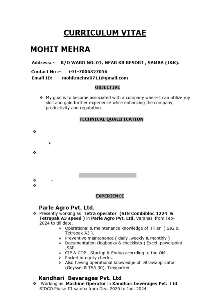 Mohit Mehra Cv Pdf