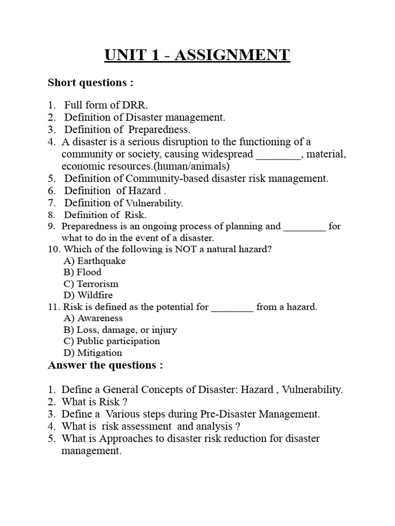 Unit 1 - Assignment: Short Questions | PDF