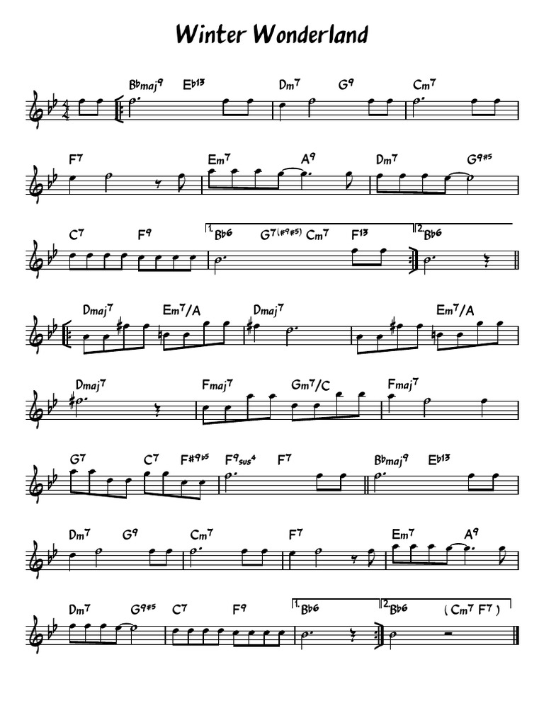 Winter Wonderland_Bb | PDF | Pitch (Music)