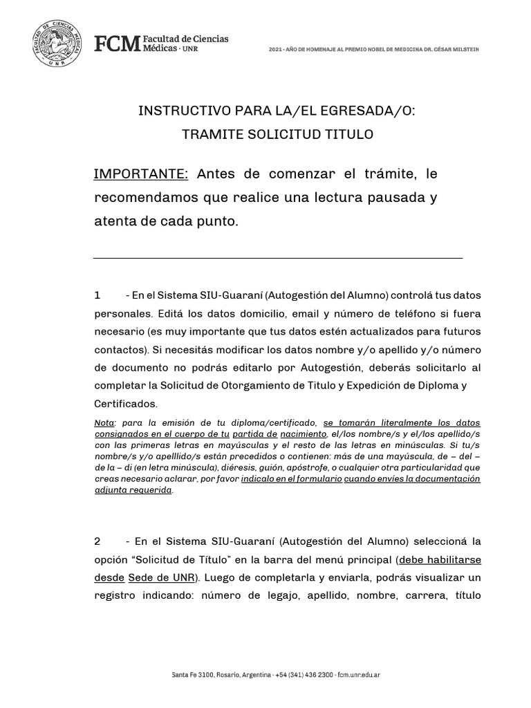 Instructivo Solicitud de Titulo COHORTE 55 | PDF | Documento de identidad | Certificado de ...
