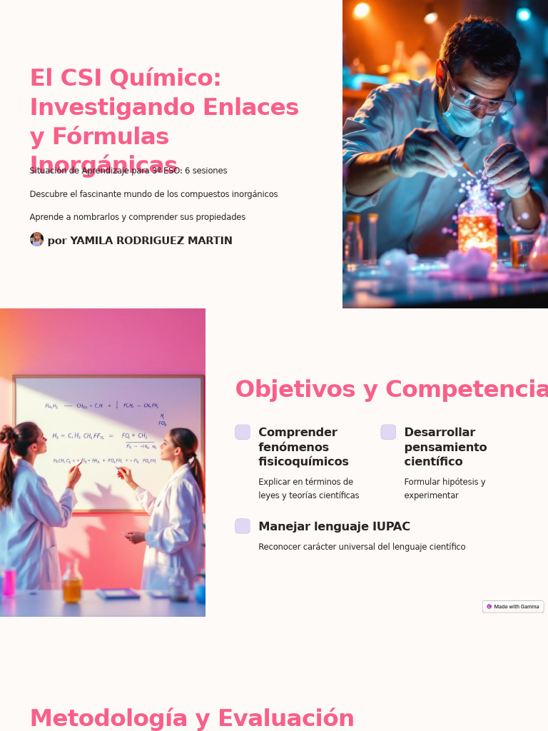 El CSI Quimico Investigando Enlaces y Formulas Inorganicas | PDF