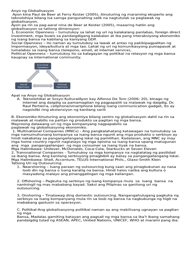 Anyo NG Globalisasyon | PDF