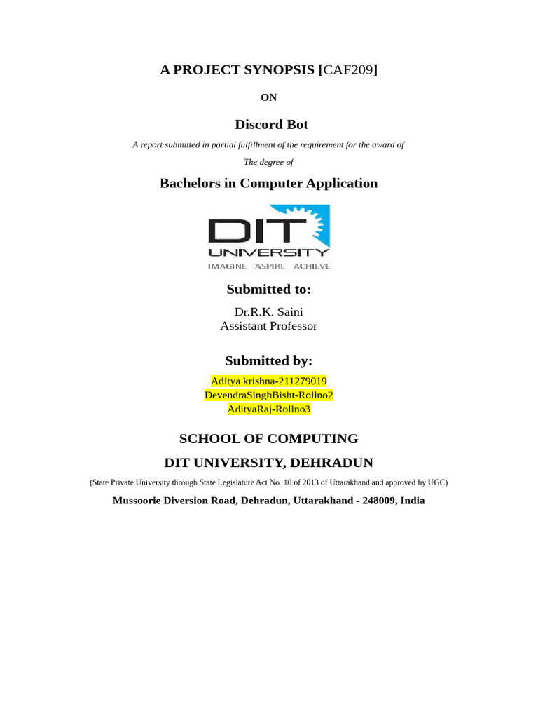 Synopsis Format | PDF