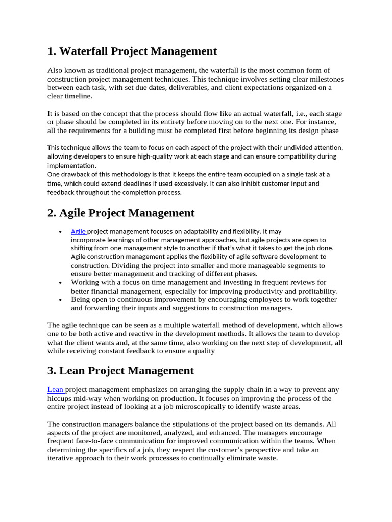 Project Management Techniques Overview | PDF | Business
