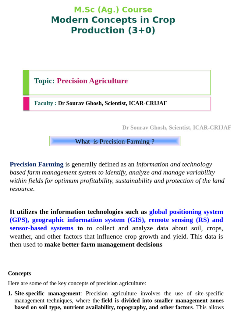 AGRON 501 Precision Agriculture | PDF | Agriculture | Agricultural Science