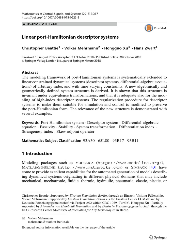 linear-port-hamiltonian-systems | PDF | Equations | Matrix (Mathematics)