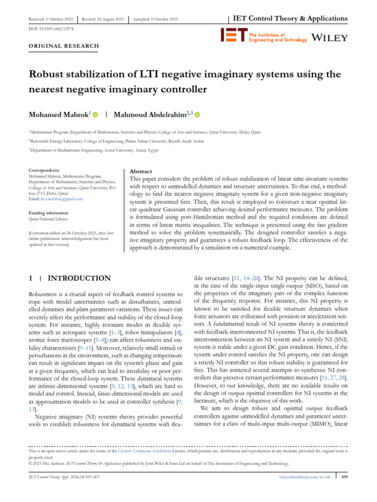Robust Stabilization of LTI Negative Imaginary Systems Using The ...
